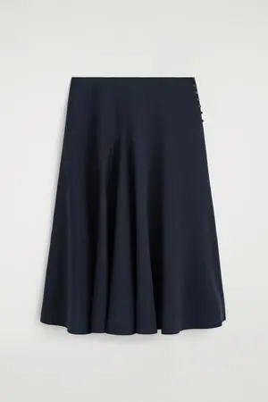 Cos Button-detail Fluid Midi Skirt - Navy