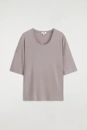Cos Fluid Modal Scoop-neck T-shirt - Gray