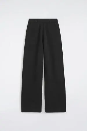 Cos Merino Wool Blend Straight-leg Pants - Black
