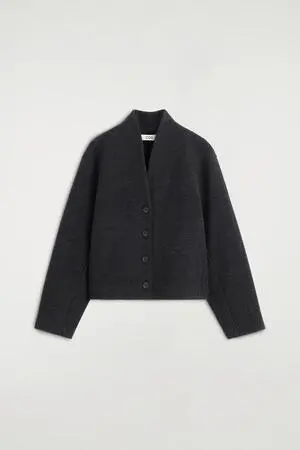 Cos Boiled Wool-blend Shawl-collar Cardigan - Gray