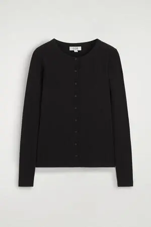 Cos Jersey Cardigan Top - Black