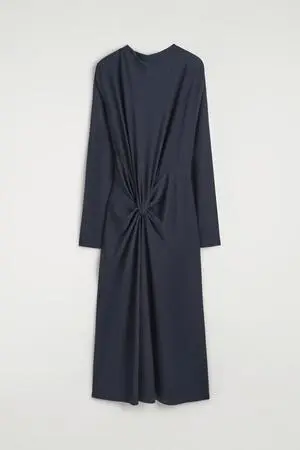Cos Draped Twist-detail Midi Dress - Navy