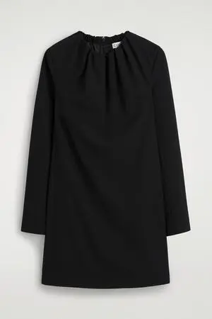 Cos Pleated Tailored Twill Mini Dress - Black