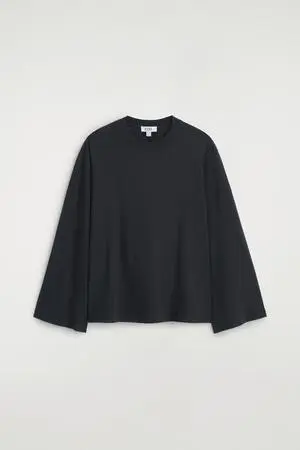 Cos Brushed-cotton Long-sleeved T-shirt - Black