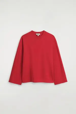 Cos Brushed Cotton Long Sleeve T-shirt - Red