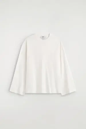 Cos Brushed-cotton Long-sleeved T-shirt - White