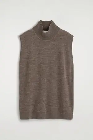 Cos Merino Wool Mock-neck Tank - Beige