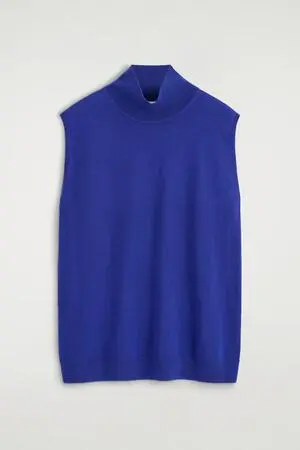 Cos Merino Wool Mock-neck Tank - Blue