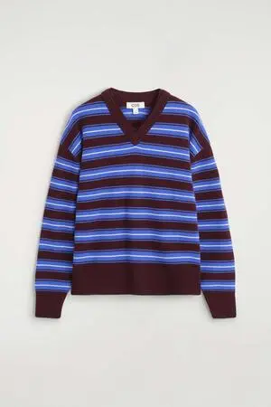 Cos Merino Wool Layered V-neck Sweater - Blue