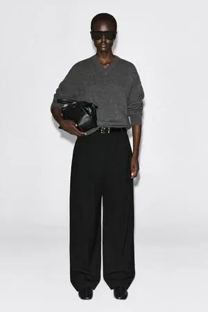 Cos Merino Wool Layered V-neck Sweater - Gray