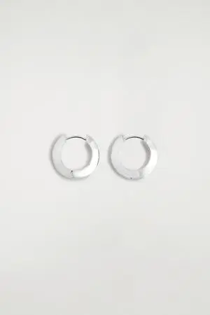 Cos Faceted Mini Hoop Earrings - Silver-colored