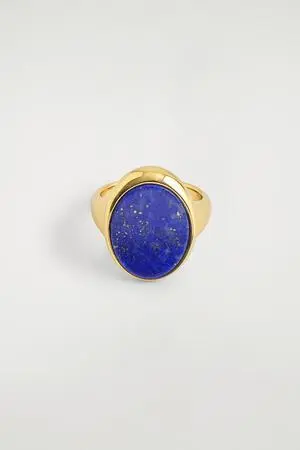 Cos Lapis Lazuli Signet Ring - Gold