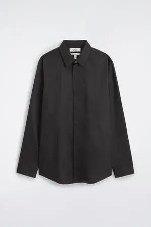 Cos Slim Cotton Shirt - Black