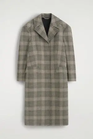 Cos Checked Tailored Long Coat - Beige