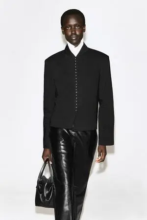 Cos Stud-detail Cropped Linen Blazer