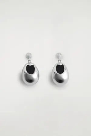 Cos Agate Drop Earrings - Silver-colored