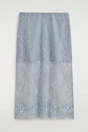 Cos Lace Midi Skirt - Light Blue
