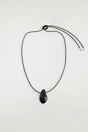 Cos Domed Glass Pendant Necklace - Black