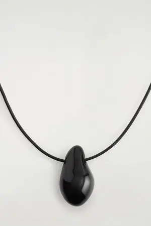 Cos Domed Glass Pendant Necklace - Black