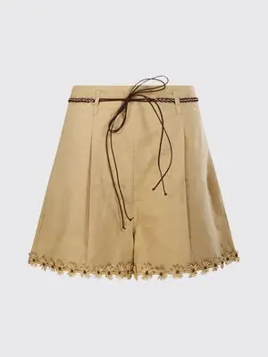 Zimmermann High-waisted Embroidered Cotton Shorts With Leather Belt