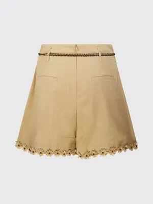 Zimmermann High-waisted Embroidered Cotton Shorts With Leather Belt