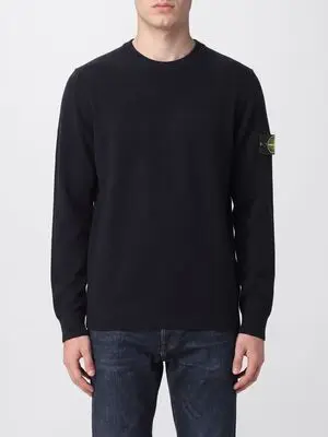Stone Island Stone Island Virgin Wool Crewneck Jumper With Compass Logo Patch Blue