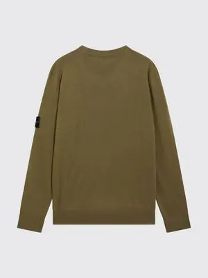 Stone Island Virgin Wool Crewneck Jumper With Compass Logo Patch - Green