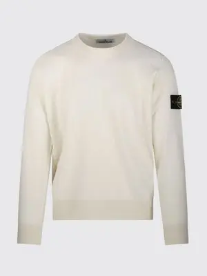 Stone Island Virgin Wool Crewneck Jumper With Compass Logo Patch - White