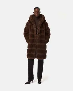 Apparis Marais Mink Hooded Coat - Brown