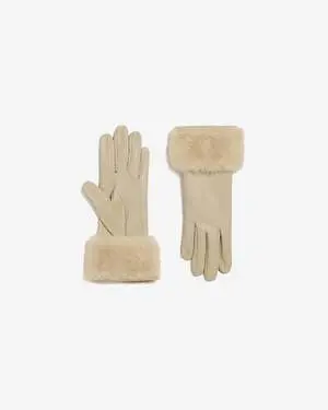 Apparis Betty Shaved Mink Gloves - Beige/latte Multi