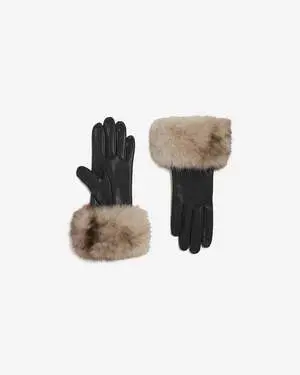 Apparis Betty Mink Gloves - Noir/grey Mink