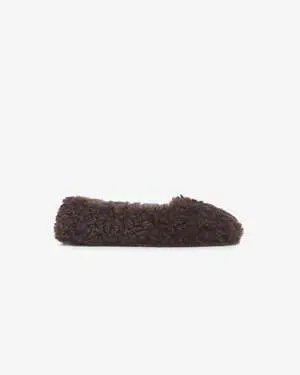 Apparis Magda Bouclette Flat Slipper - Brown
