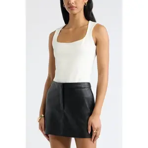 OPEN EDIT Square Neck Ponte Top - Ivory