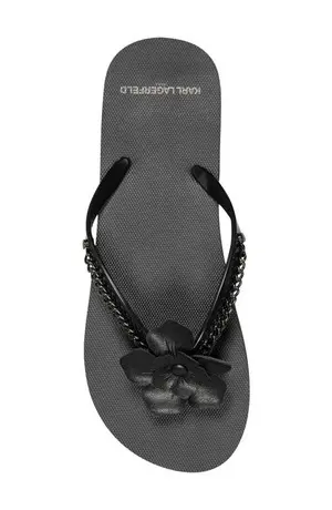 Karl Lagerfeld Paris Zemira Flower Flip Flop - Black