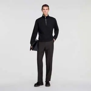 Sandro Wool And Cotton Blend Zip-up Jumper