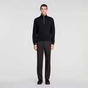 Sandro Wool And Cotton Blend Zip-up Jumper