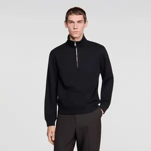 Sandro Wool And Cotton Blend Zip-up Jumper