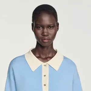 Sandro Two-tone Wool Polo Jumper