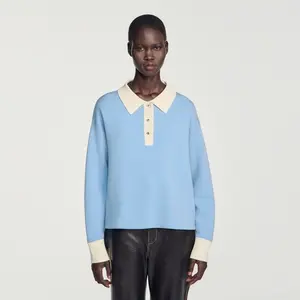 Sandro Two-tone Wool Polo Jumper