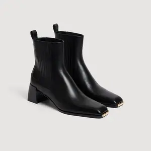 Sandro Leather Ankle Boots With Block Heel