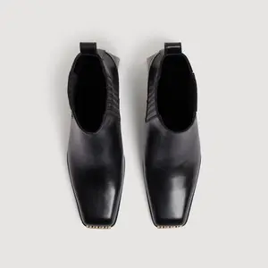 Sandro Leather Ankle Boots With Block Heel