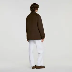 Sandro Double-faced Coat, Leather Collar