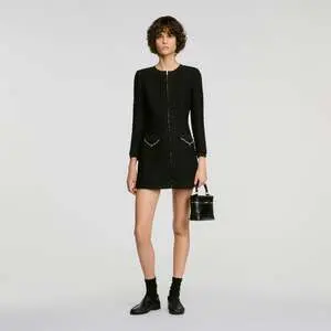 Sandro Short Dress With Metal Chain