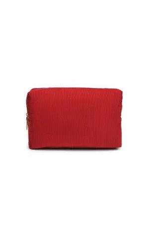 URBAN ESSENTIALS Corduroy Cosmetic & Travel Organizer Pouch - Red