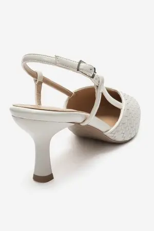 PROLOGUE SHOES Mavero Slingback Stiletto Pump - White
