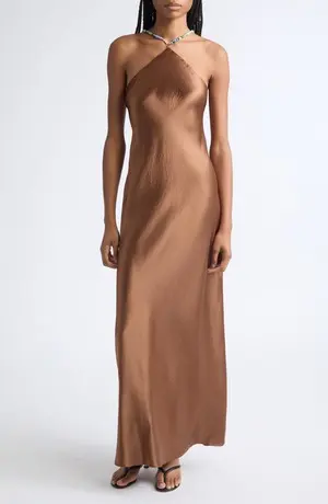 Staud Cadence Halter Neck Gown