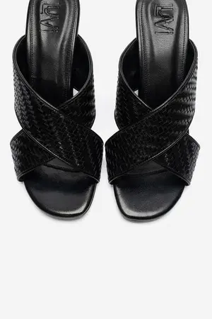PROLOGUE SHOES Lavean Cross Strap Wedge Sandal - Black