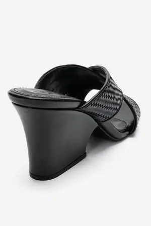 PROLOGUE SHOES Lavean Cross Strap Wedge Sandal - Black
