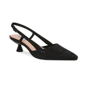 LADY COUTURE Embellished Slingback Pumps With Sculptural Heel - Black