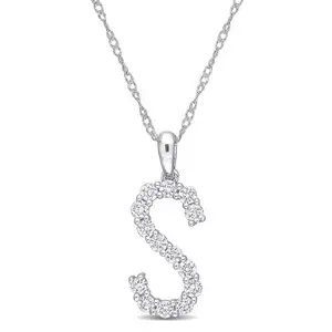 JULIANNA B. 10k White Gold Diamond Initial Pendant Necklace - S